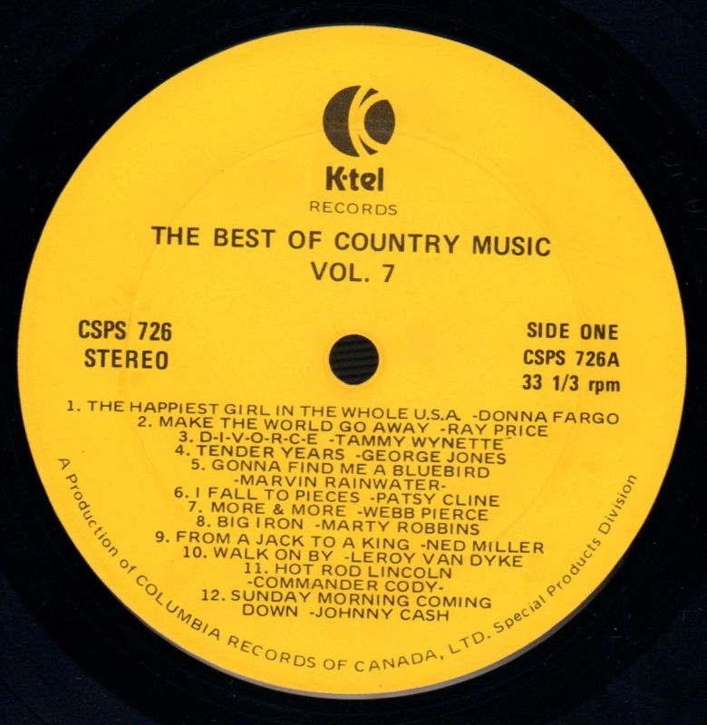 Various Country(Vinyl LP)The Best Of Country Music Vol.7-K TEL-WC 306-C ...