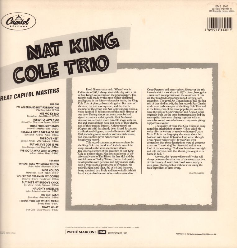 The Nat King Cole Trio(Vinyl LP)Great Capitol Masters-Capitol-1566251-F-VG/Ex 5099915662514 | eBay