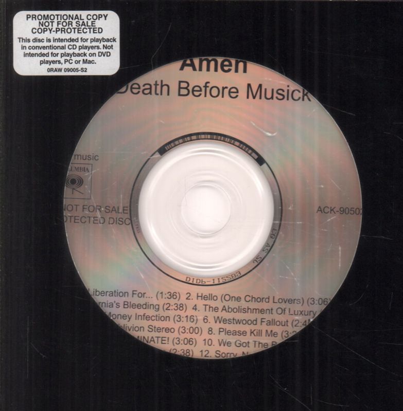 Amen(Promo CD Album)Death Before Musick-ACK-90502-New | eBay.de